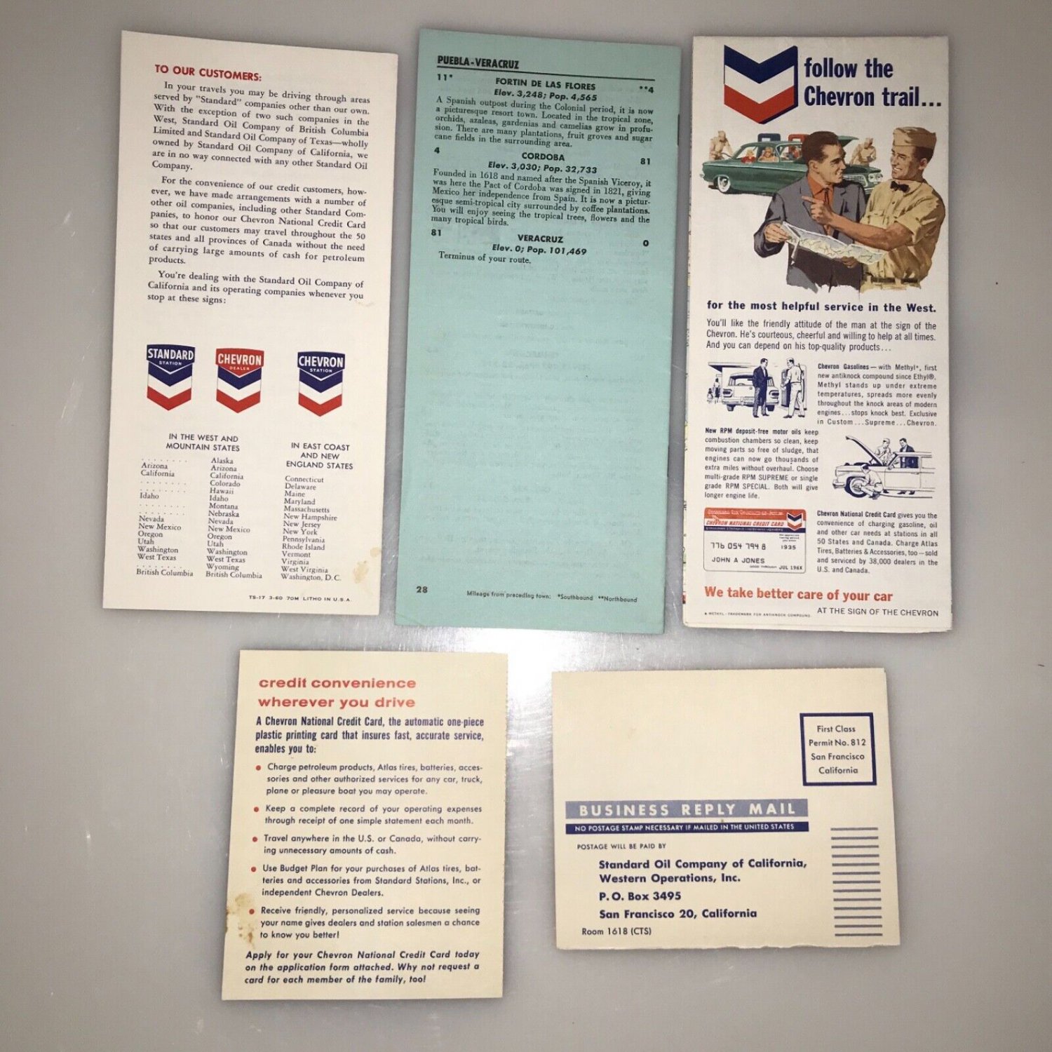 Vtg 1950s Mexico maps brochure lot Chevron Guide & Touring Map