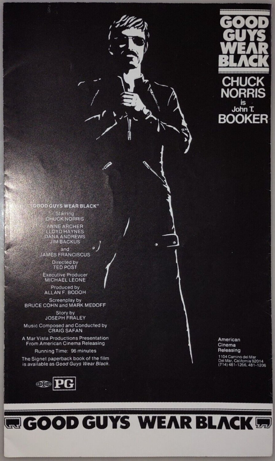 1978 Good Guys Wear Black Chuck Norris Vintage Movie Press Kit AD MAT ...