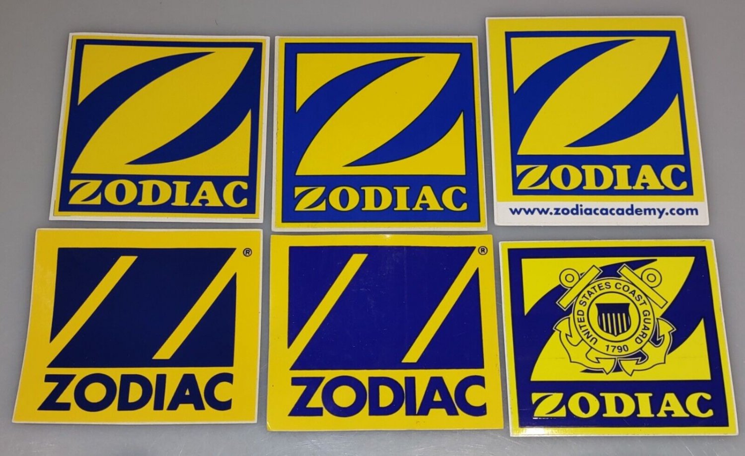 Zodiac Boat Decal Unused Blue Yellow Sticker Lot of 6 Official OEM USCG ...