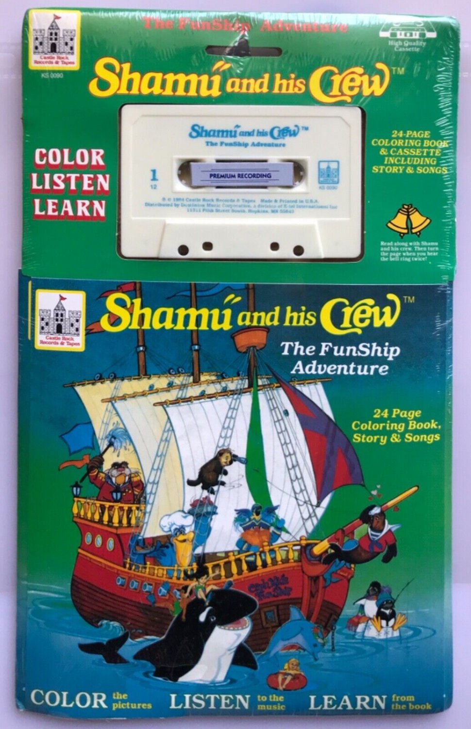 NOS Shamu and His Crew SeaWorld Funship Adventure Book and Tape Vintage ...