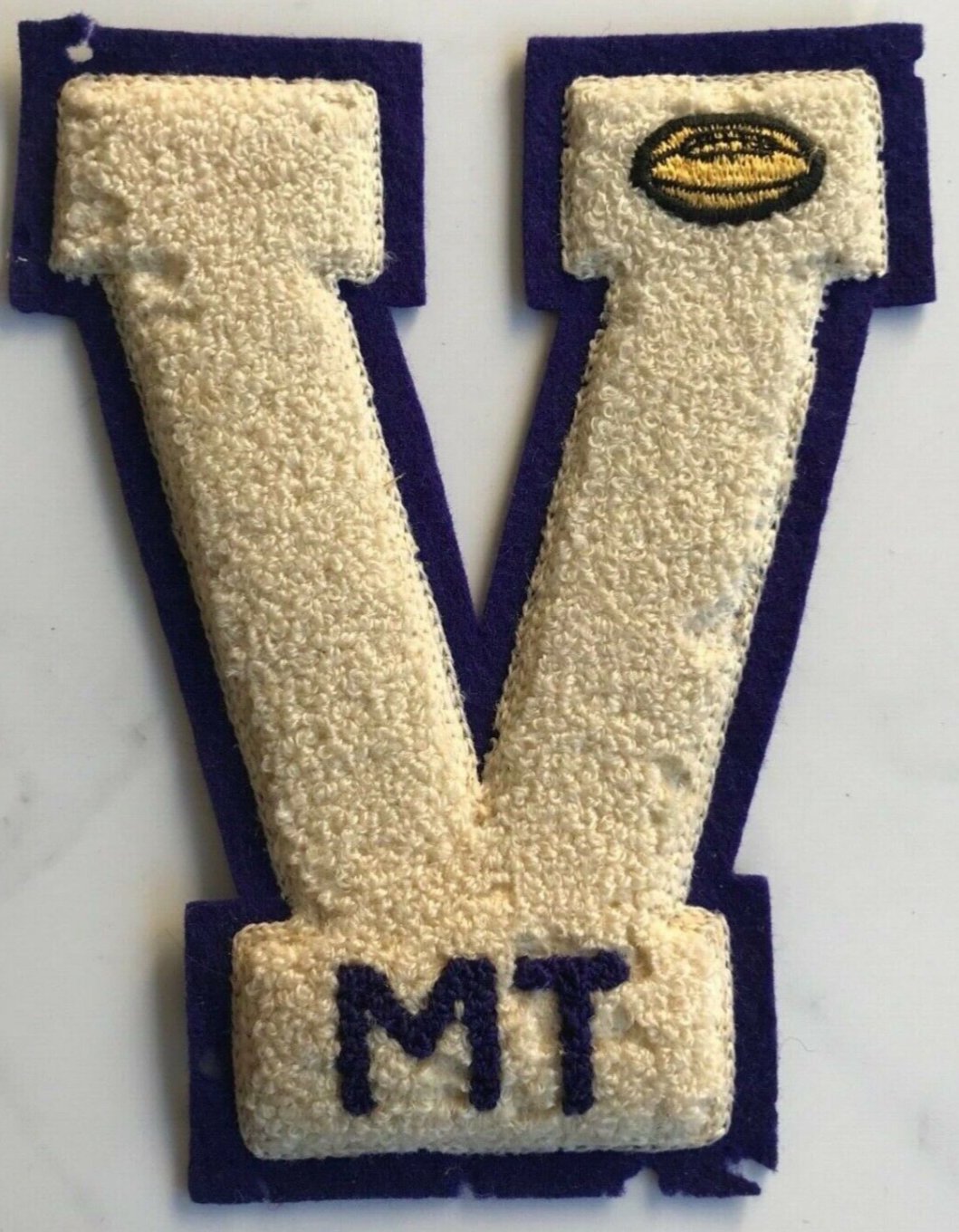 Vintage Letter V Letterman Jacket Patch High School Football Large MT USA