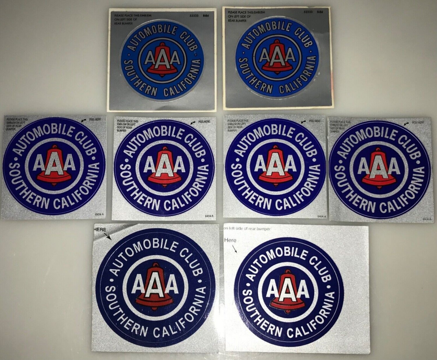 8 AAA Southern California Automobile Club Decal Stickers Reflective ...