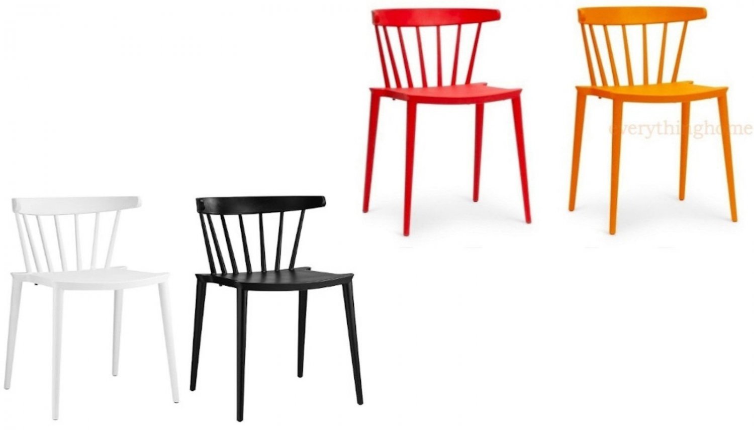 2 DINING BISTRO CAFE STACKING SPINDLE CHAIRS WEGNER DOWEL ORANGE OR WHITE
