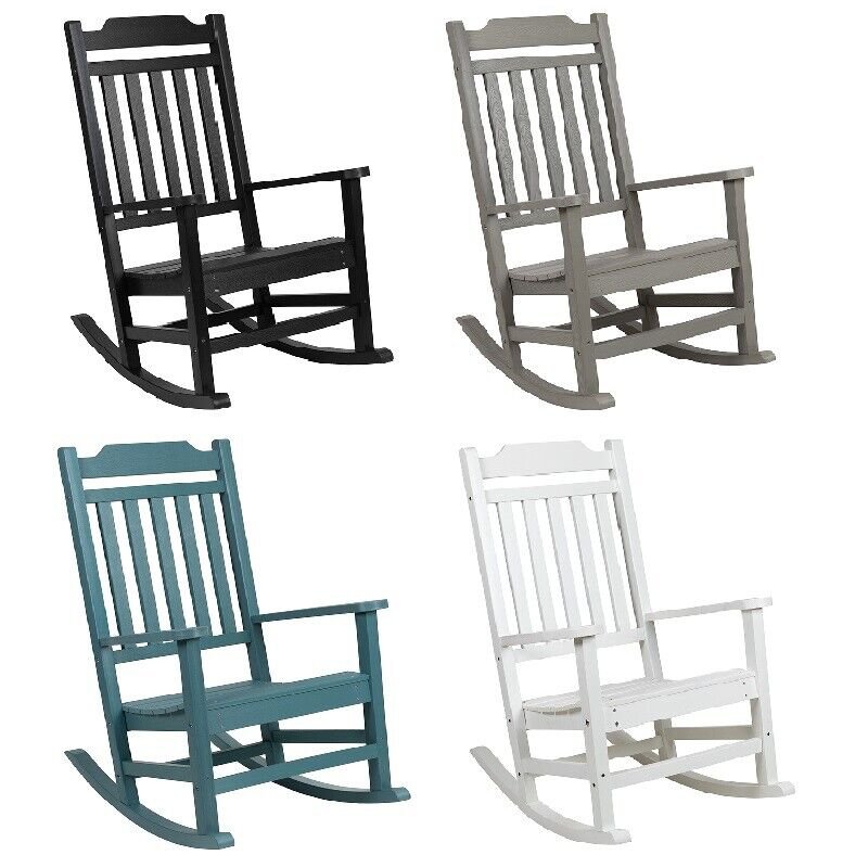 All-Weather PolyresinWoodGrain Porch Rocker Rocking Chair Anti-Rot-Peel ...