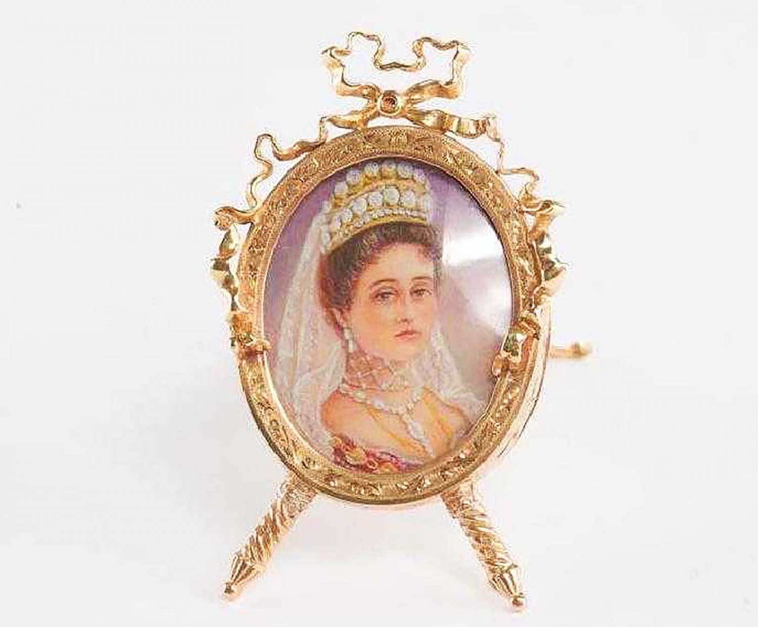 FABERGE - Russian Imperial GOLD Picture Frame, Tsariza Alexandra Feodorovna