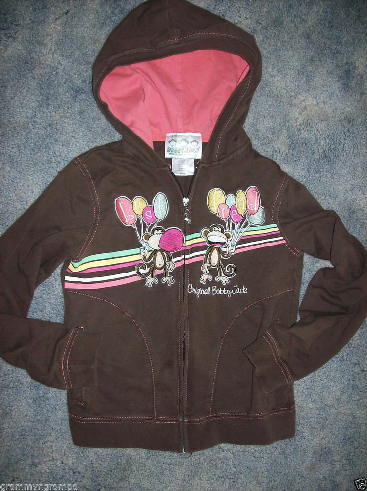 Bobby Jack Brown Jacket New Monkey Zipper Charm 2 Sided Design Hoodie ...