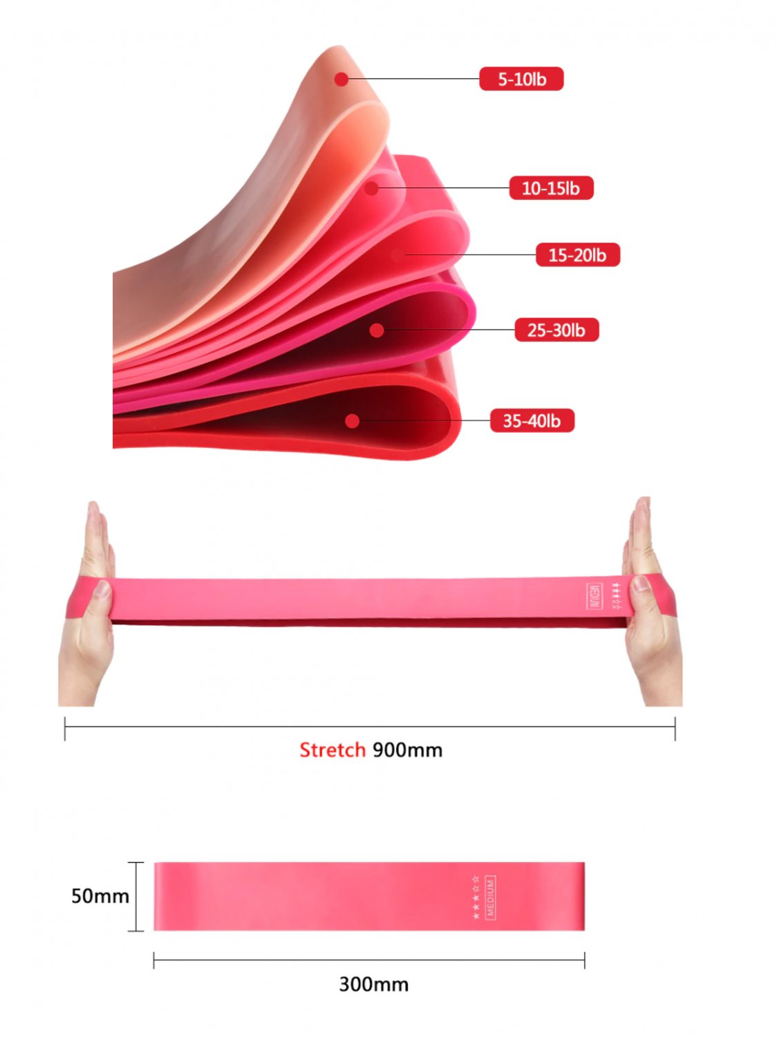[STYLE: LIGHT 10-15 LBS] Exercise Band Fitness Band Training Resistance ...