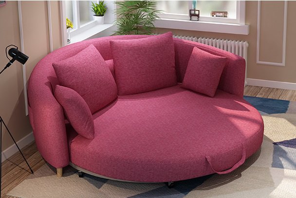 Round fabric sofa bed,functional fabric sofa