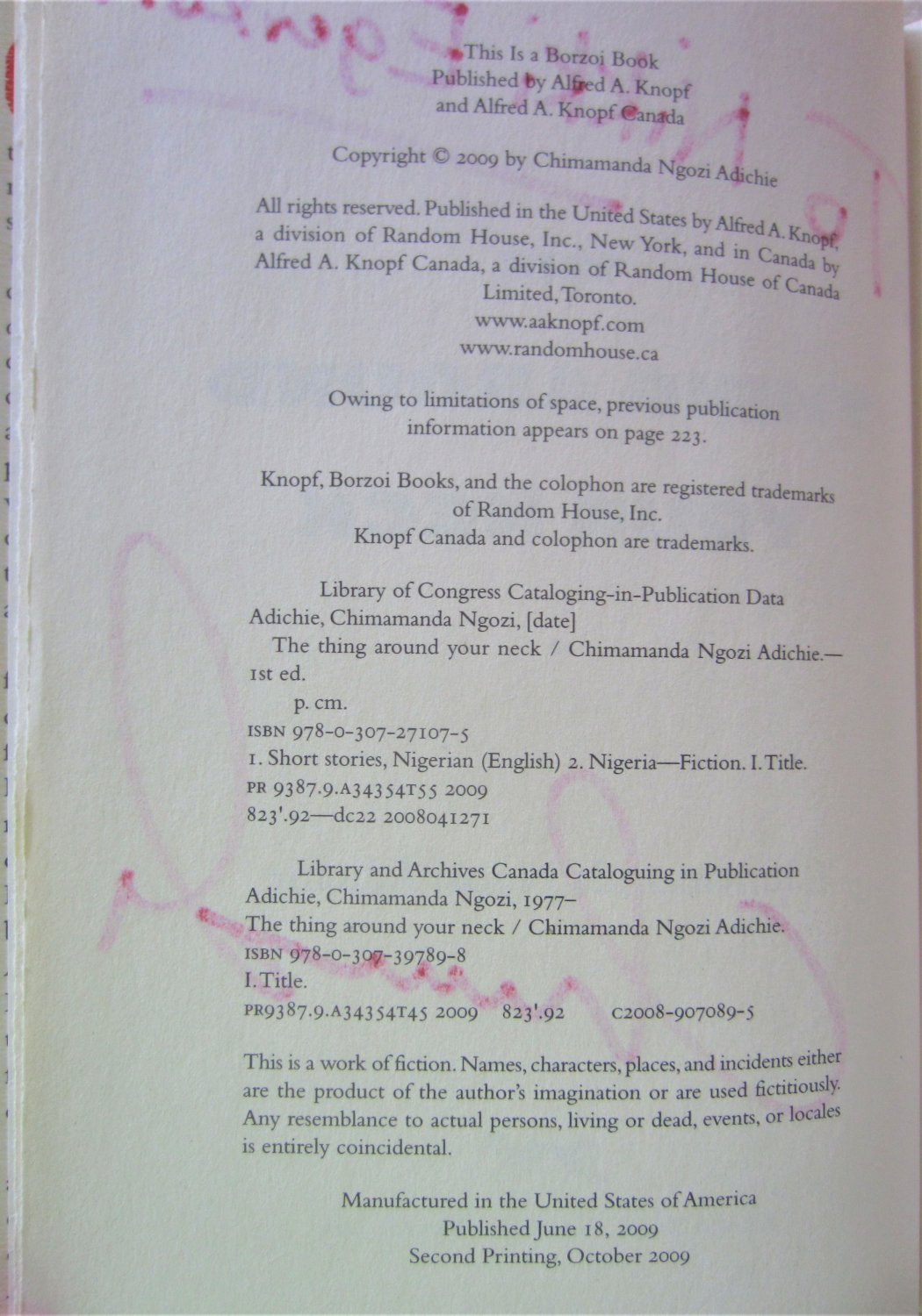 The Thing Around Your Neck by Chimamanda Ngozi Adichie HC - First ...