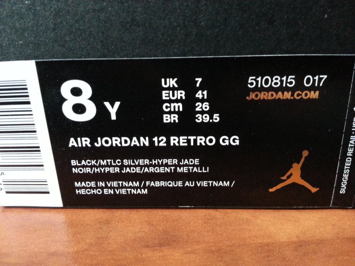 AIR JORDAN 12 XII "HYPER JADE" 2016 RETRO (8.0) *including Original Receipt