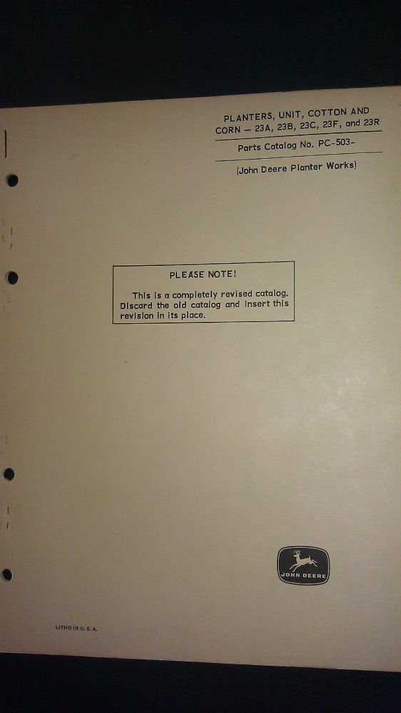 GENUINE VINTAGE JOHN DEERE 23A,23B,23C,23F,23R PLANTER UNIT PARTS ...