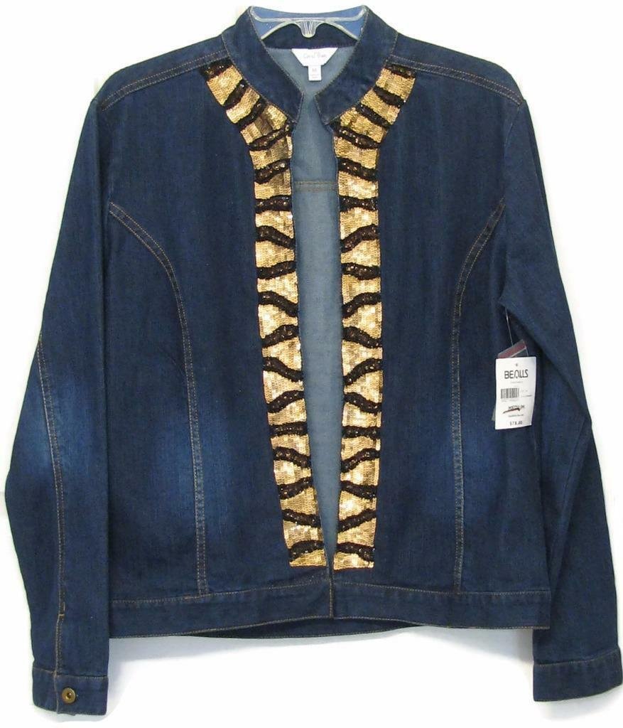 NEW Sequin Denim Jeans Jacket Ladies Size Medium NWT Coral Bay ...