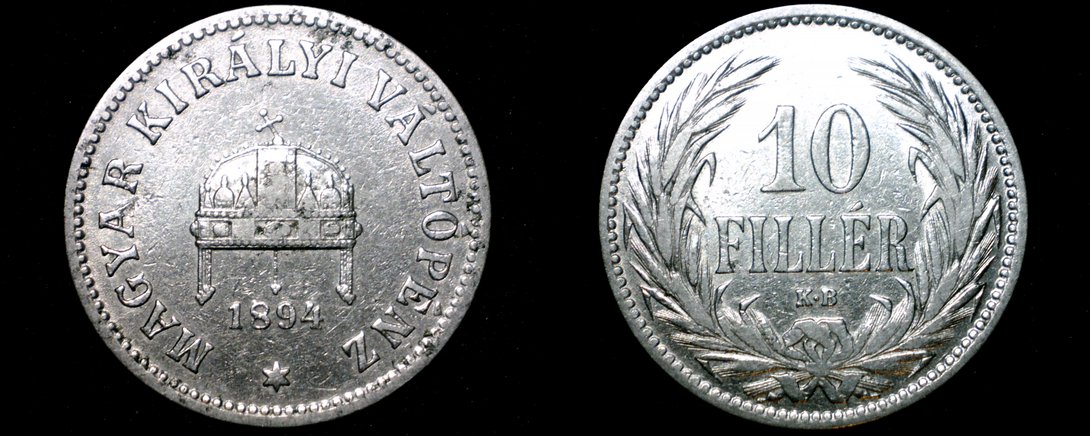 1894-KB Hungarian 10 Filler World Coin - Hungary
