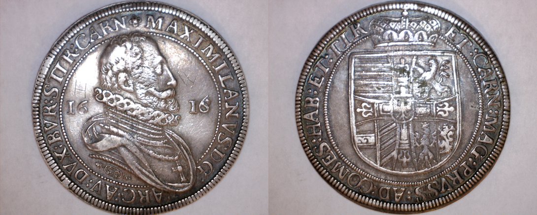 1616-co Austrian Hall Thaler World Silver Coin - Austria - Mathias II