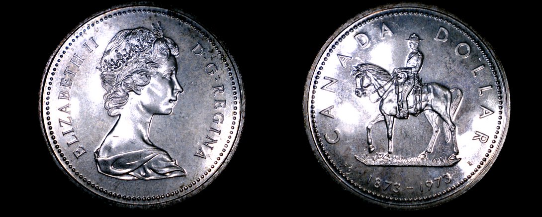 1973 Canadian Silver Dollar World Coin - Canada - Mountie