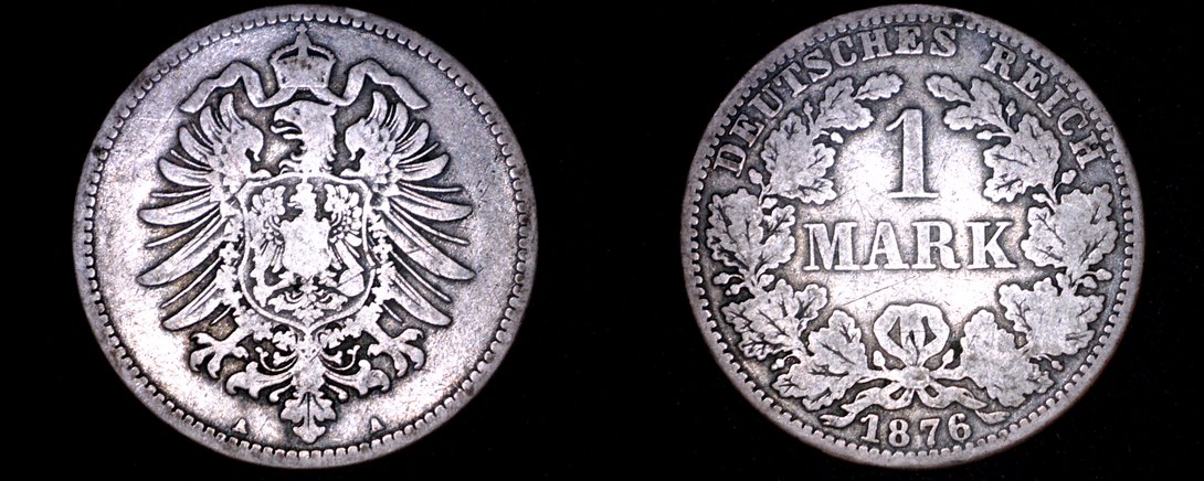 1876 A German Empire 1 Mark World Silver Coin - Germany