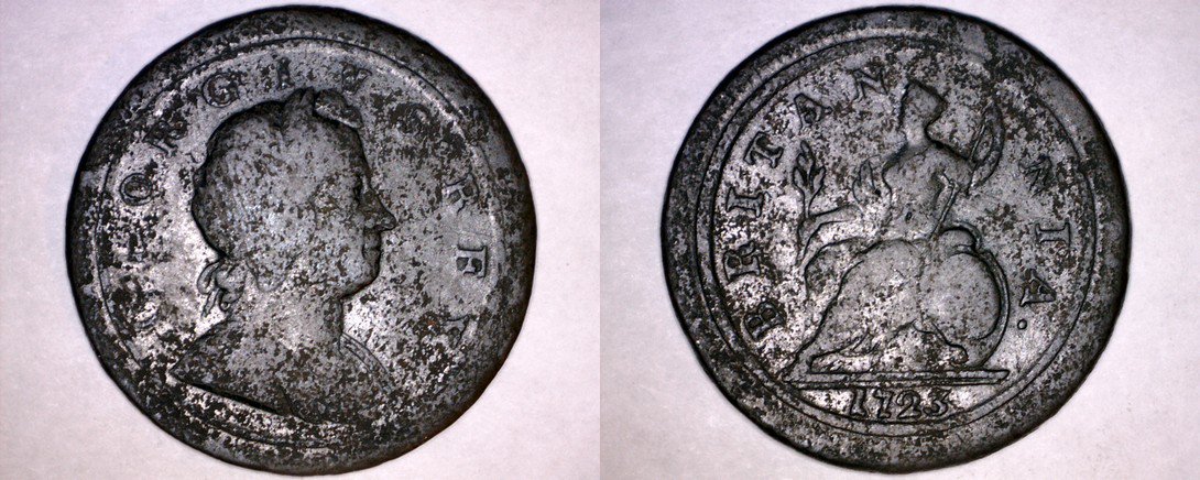1723 Great Britain Half (1/2) Penny World Coin - UK - George I