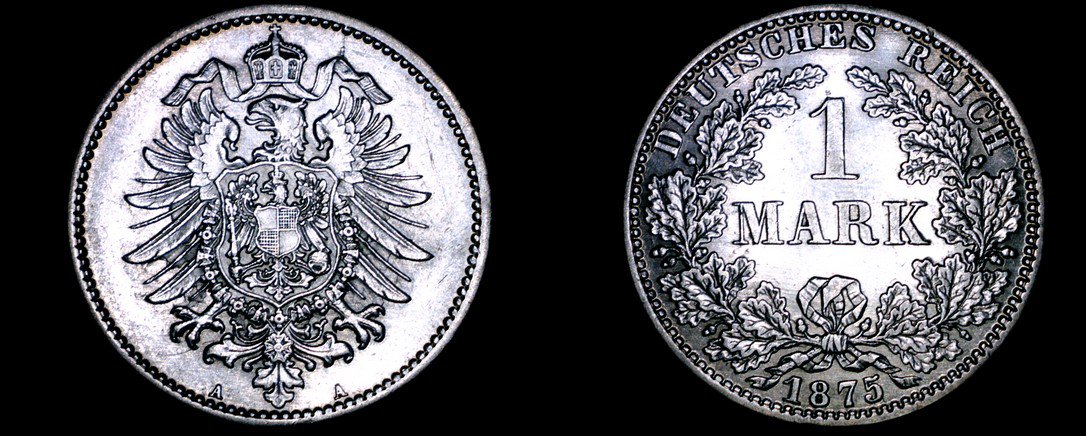 1875-A German Empire 1 Mark World Silver Coin - Germany