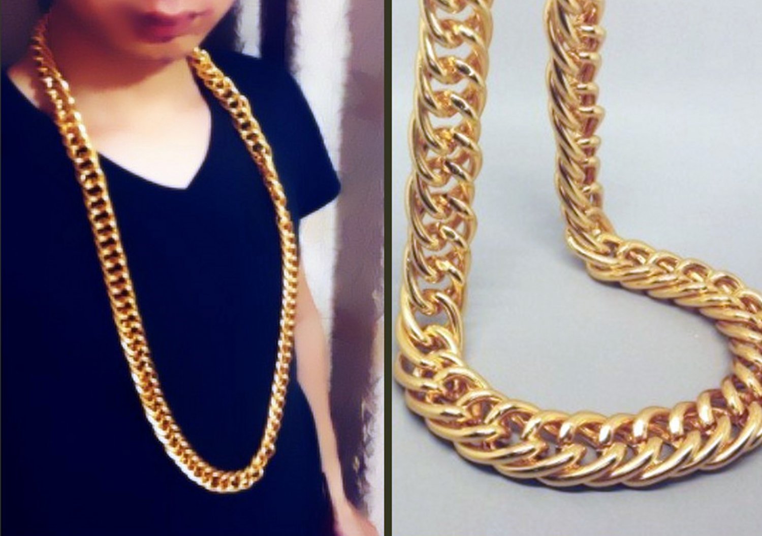 JayZ Kanye Snoop Mens cuban Rose gold yellow chain Miami franco DJ ...