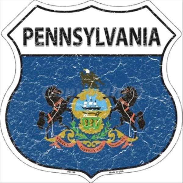Pennsylvania State Flag Highway Shield Aluminum Metal Sign