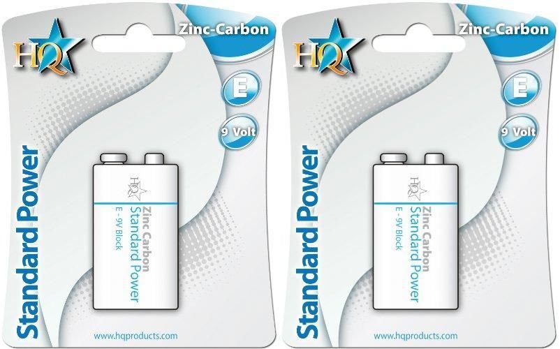 2 x PP3 9V Battery Batteries Square Block Zinc Carbon MN1604 6F22 R22