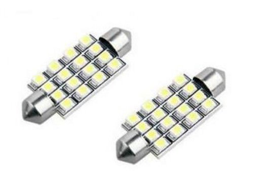 2 White 16 SMD LED Car Number Plate Registration Dome Light Bulbs 43mm ...