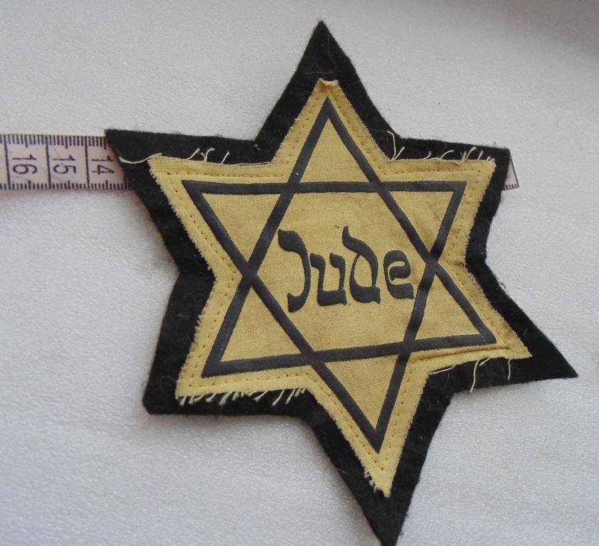 WWII THE GERMAN BADGE stripe. Yellow Star of David with the word JUDE