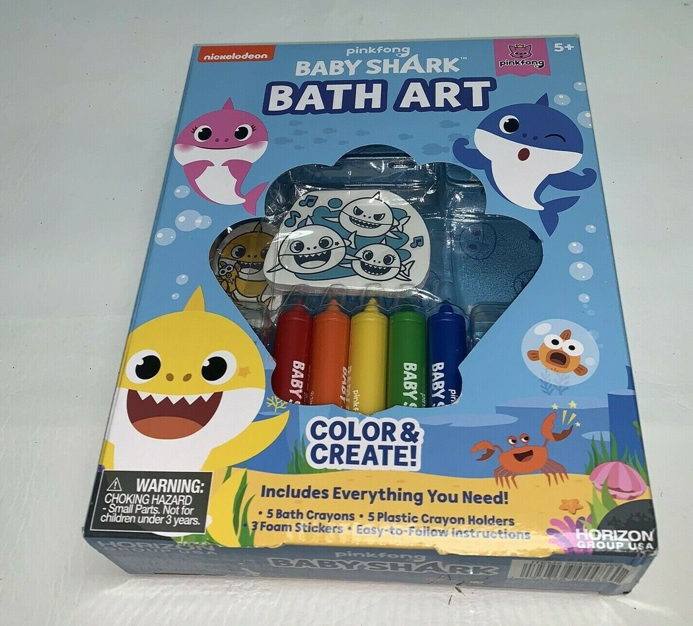 PinkFong Baby Shark Bath Art Color Create Set Crayons Stickers Age 3+