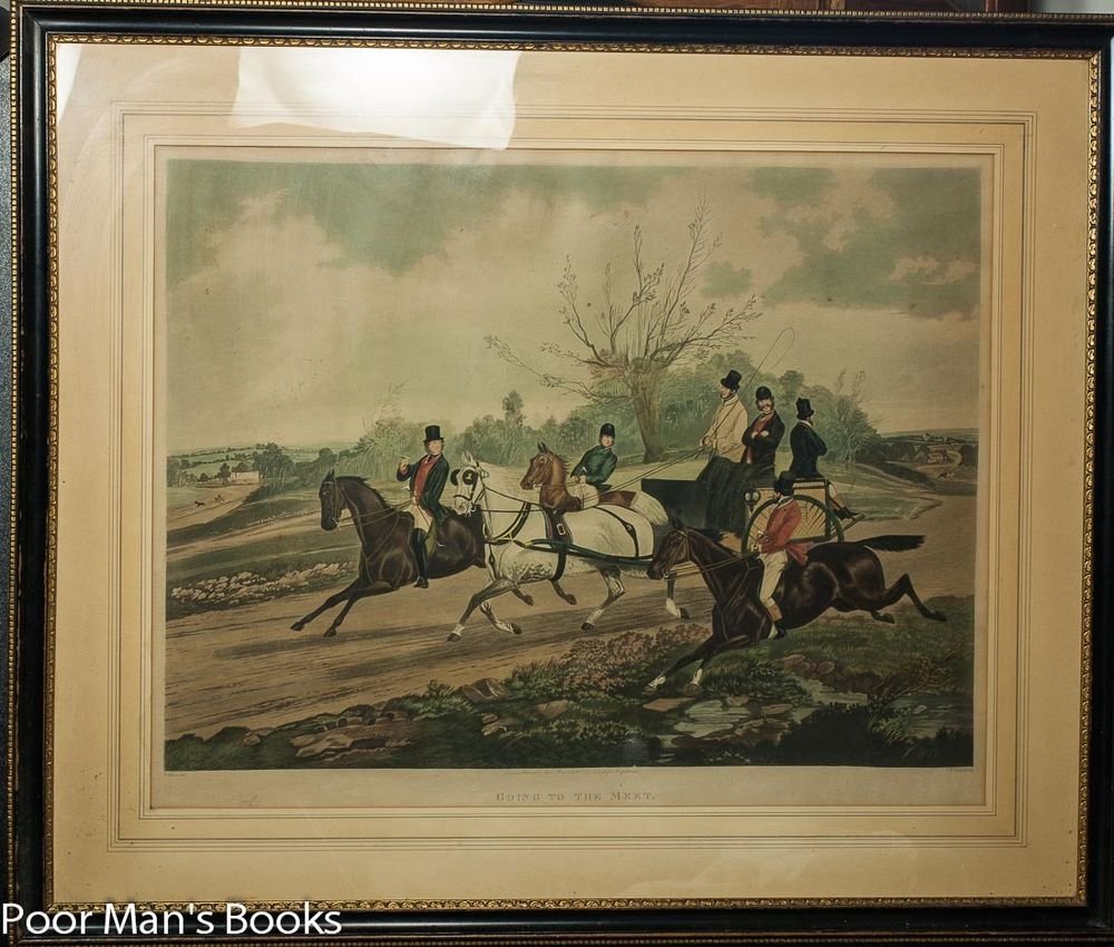 HAND COLORED STONE LITHOGRAPH. "GOING TO THE MEET." 1800's