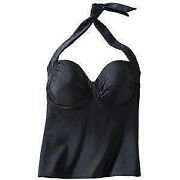 Lands End 10 Blue Bombshell Tankini Top Swimsuit Ruffled Hem Underwire ...