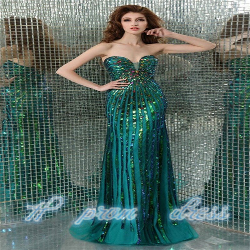 Custom Train Flamboyant Long Evening Dresses 2015 NEW Party Gowns