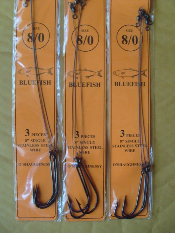 BLUEFISH 8/0 Snelled Hook STAINLESS STEEL WIRE 9 PCS