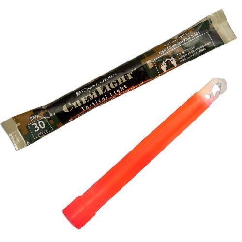 Cyalume ChemLight Military Grade Chemical Light Sticks Red 6" Long 12 hour