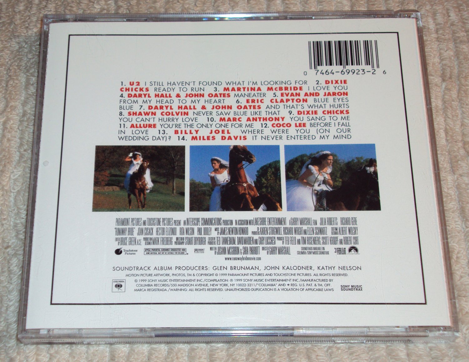 Runaway Bride Soundtrack CD U2, Billy Joel, Hall & Oates