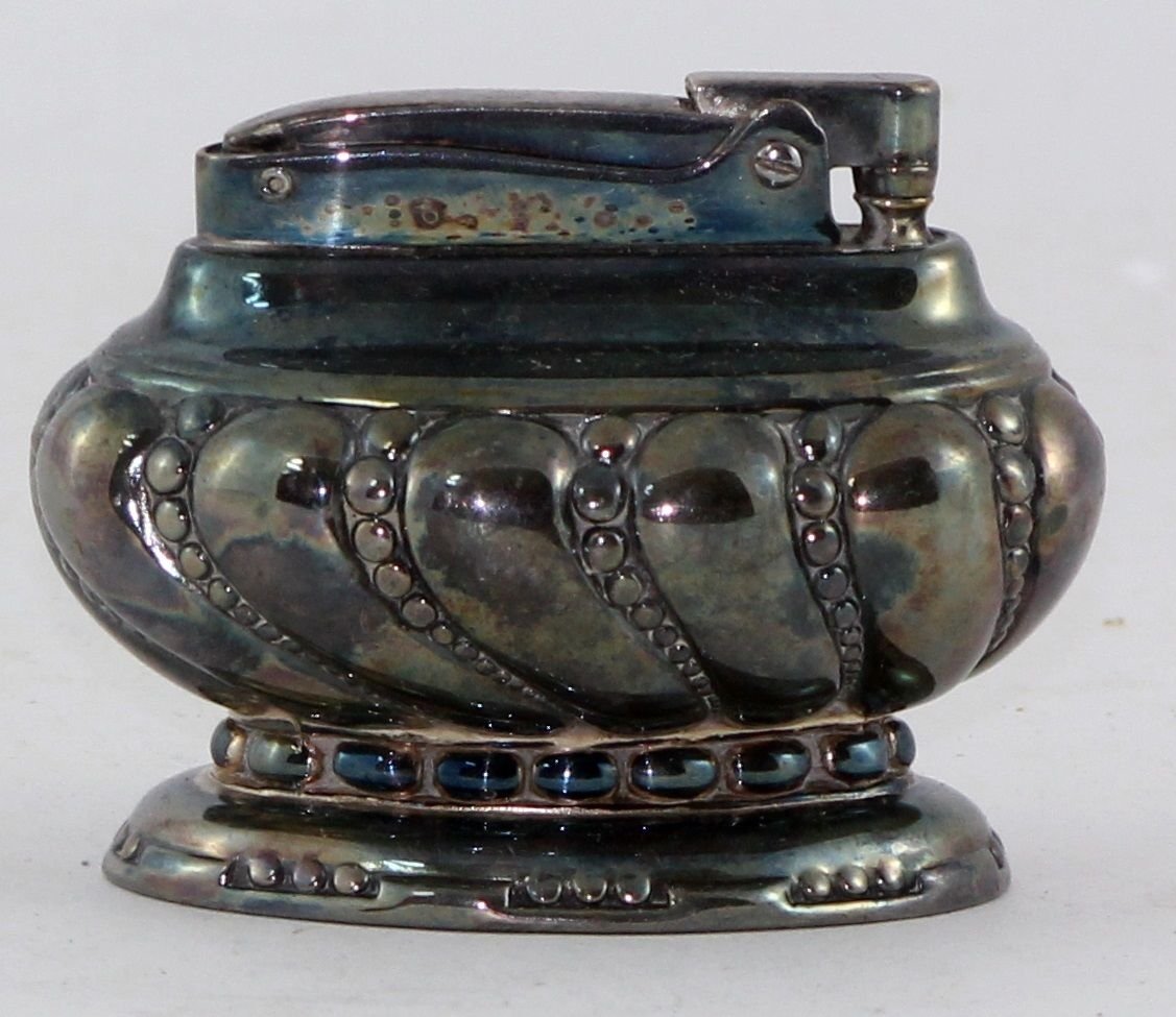 VINTAGE Table Lighter RONSON Crown Silver-plate VINTAGE classic silver ...