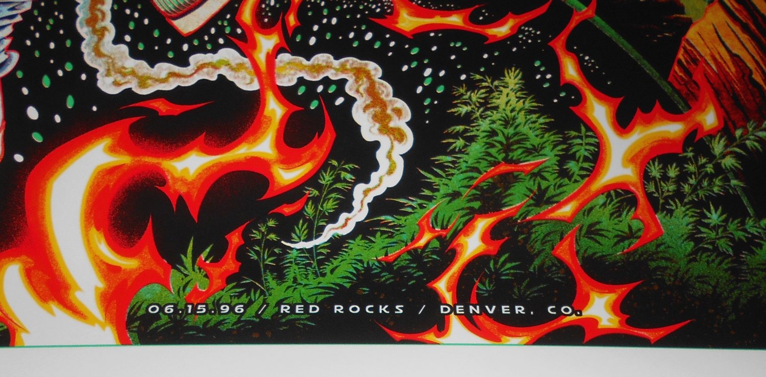 311 Red Rocks Poster 1996 Miles Tsang Green Variant Screen Print Denver ...