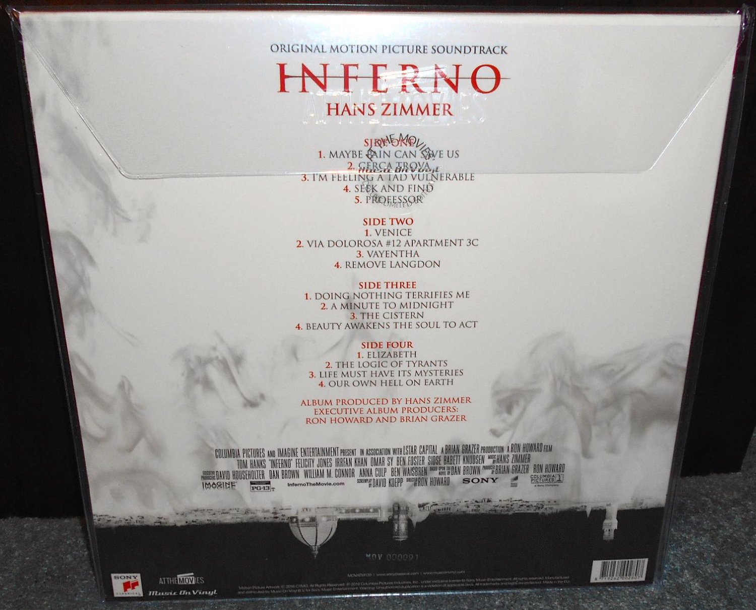 RED VINYL Hans Zimmer Inferno Soundtrack 2-LP MOV #d /1000 180-Gram NEW ...