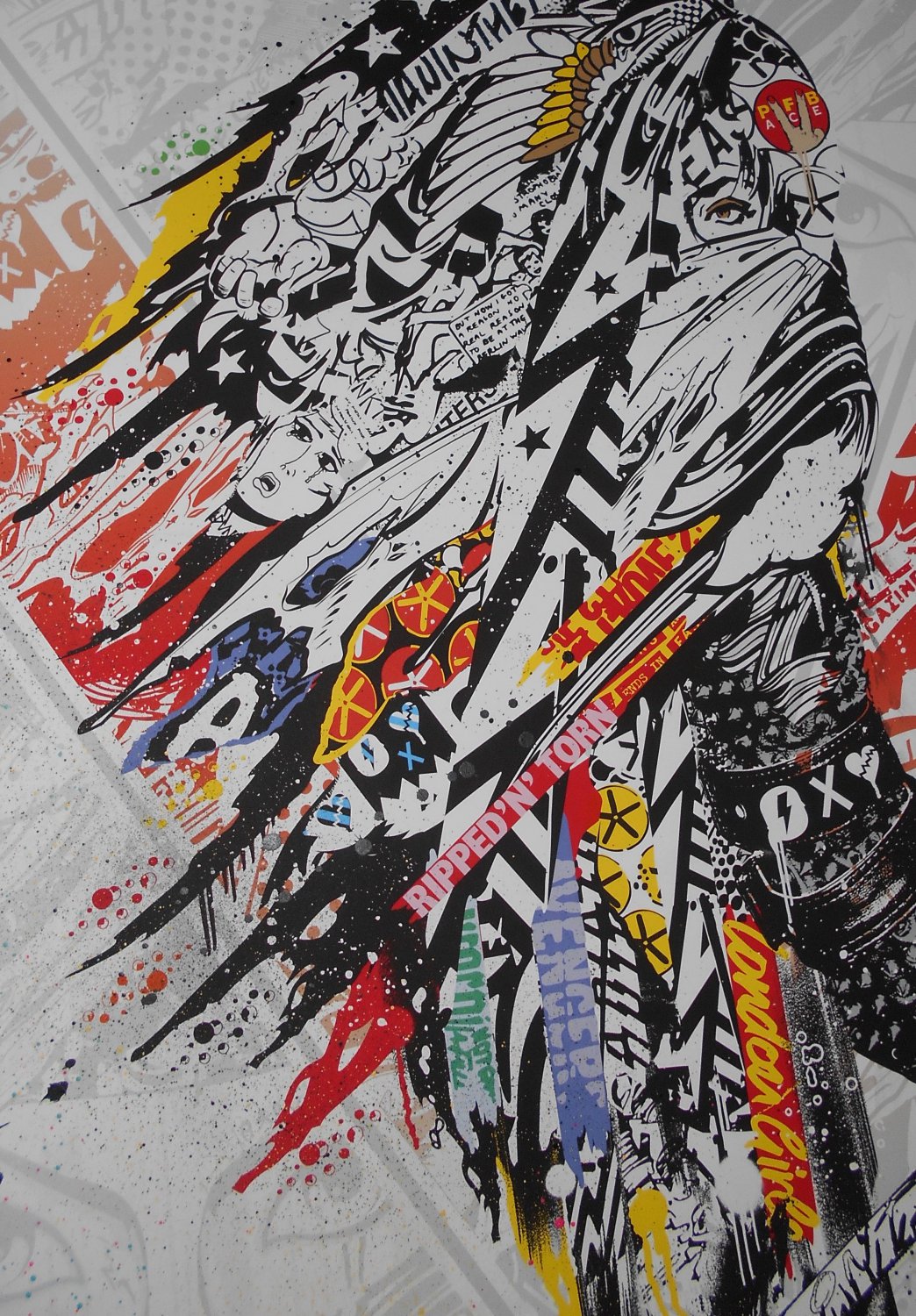 HAND-PAINTED Prefab77 White Line Fever Red Art Print Poster Prefab 77 ...