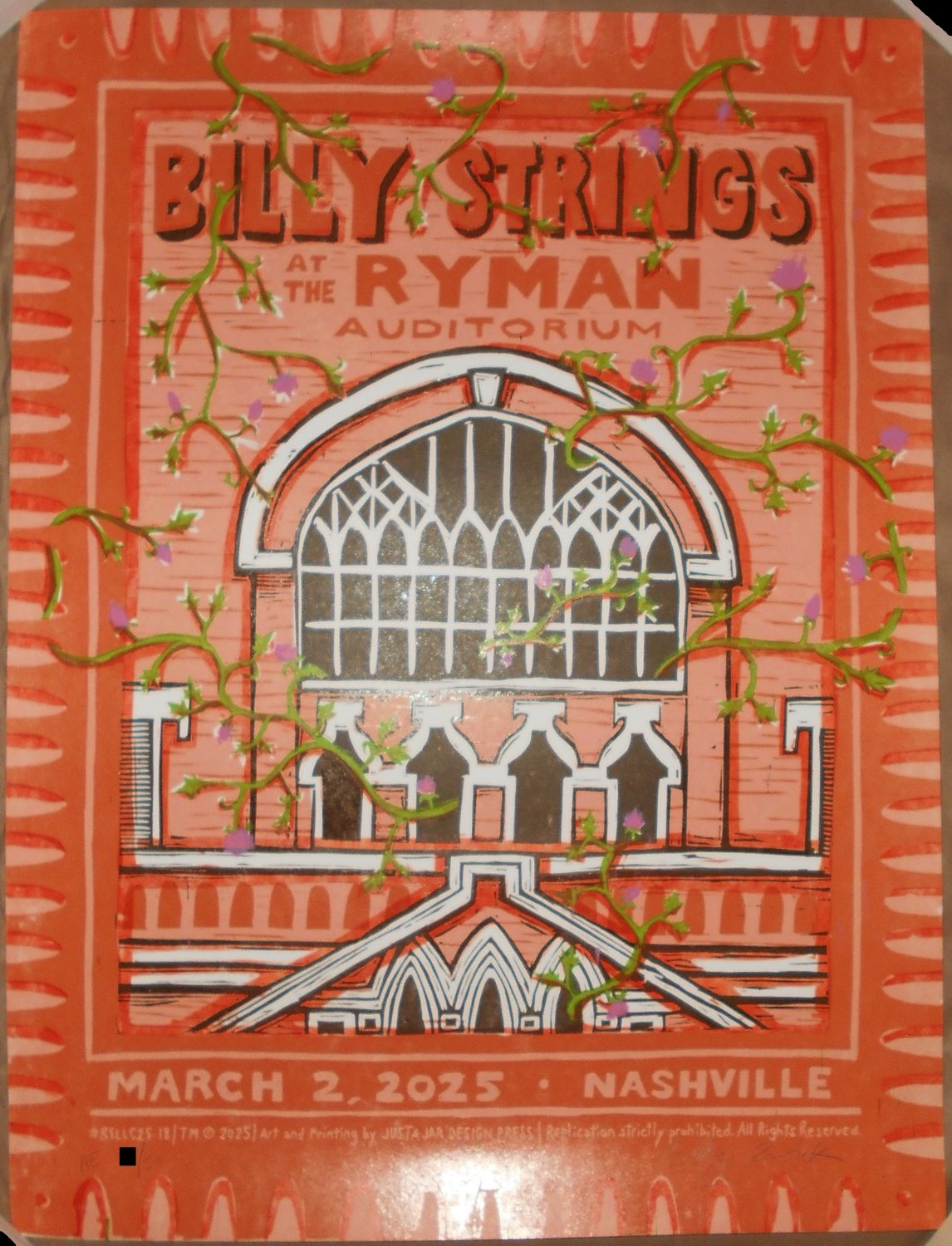 Billy Strings Nashville 2025 Poster Bobby Rosenstock Signed Woodcut ...