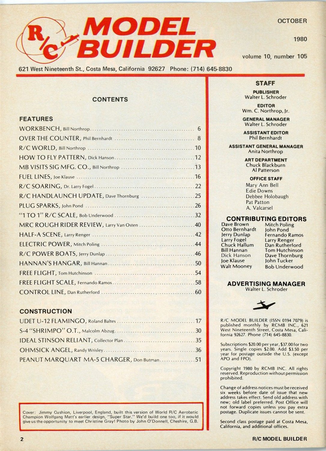 RC Model Builder Magazine October, 1980 Remote Control Airplanes, Boats ...