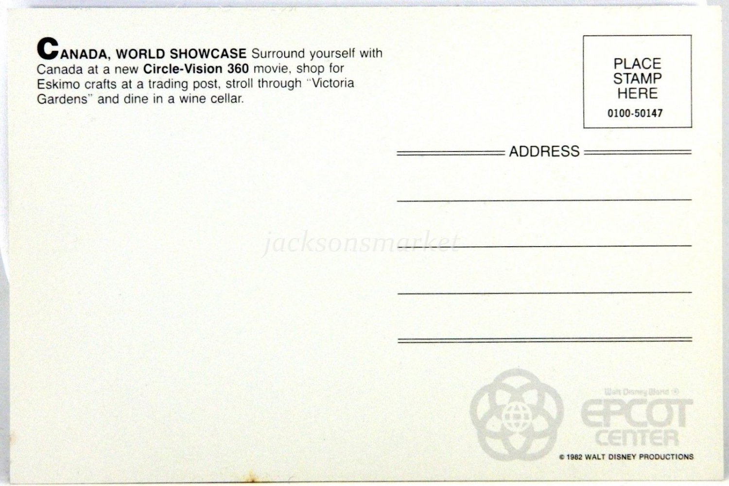 1982 EPCOT Center Postcard Canada World Showcase Unposted NM Walt ...
