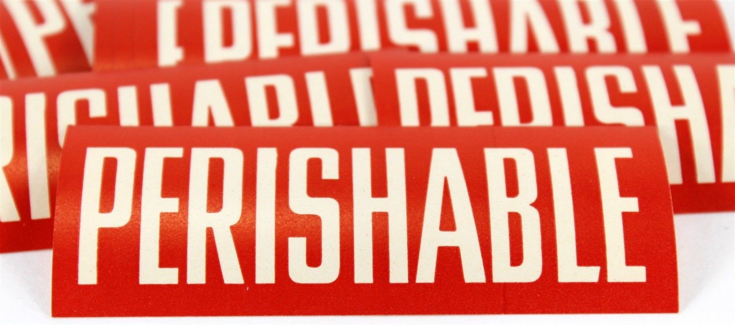 Vintage PERISHABLE Stickers, Red and White Gummed Labels, Lot of 10 ...