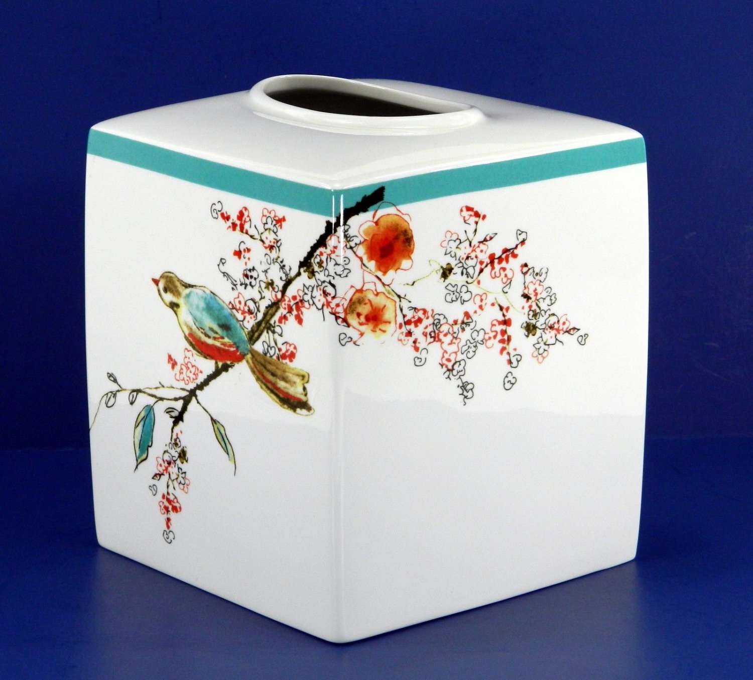 Lenox Ceramic Bird Tissue Box Cover, Branches, Bathroom Accessories, Chirp