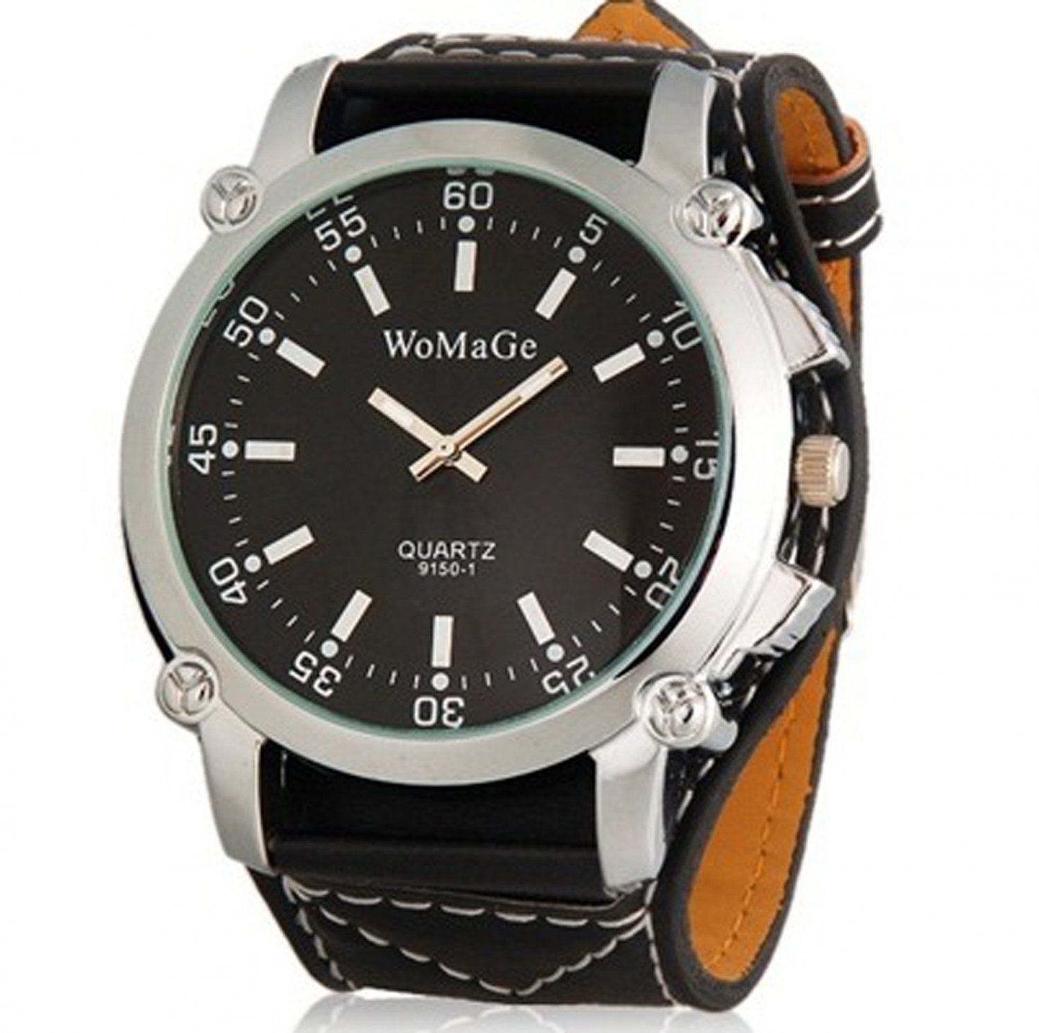 Water Resistant Quartz Movement Analog Watch with Faux Leather Strap ...