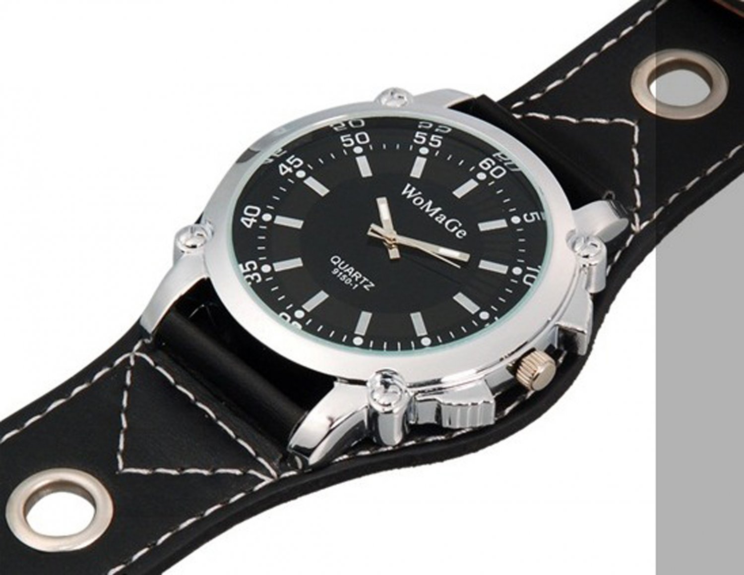 Water Resistant Quartz Movement Analog Watch with Faux Leather Strap ...