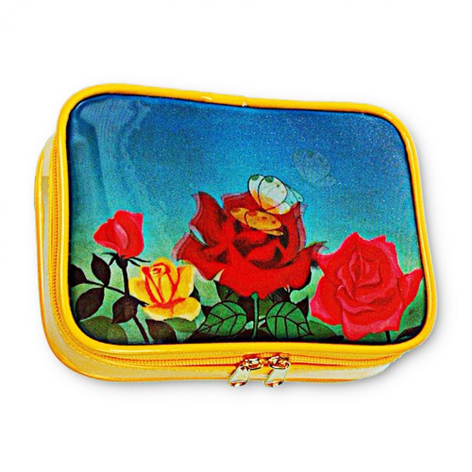 Yellow Purse Make-Up Bag Roses Rose Bush Blue Sky 3D Lenticular #CS-229 ...