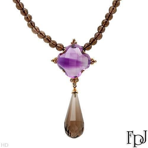 FPJ Stunning 92.95ctw Amethyst & Smoky Topaz Quartz and Diamond ...