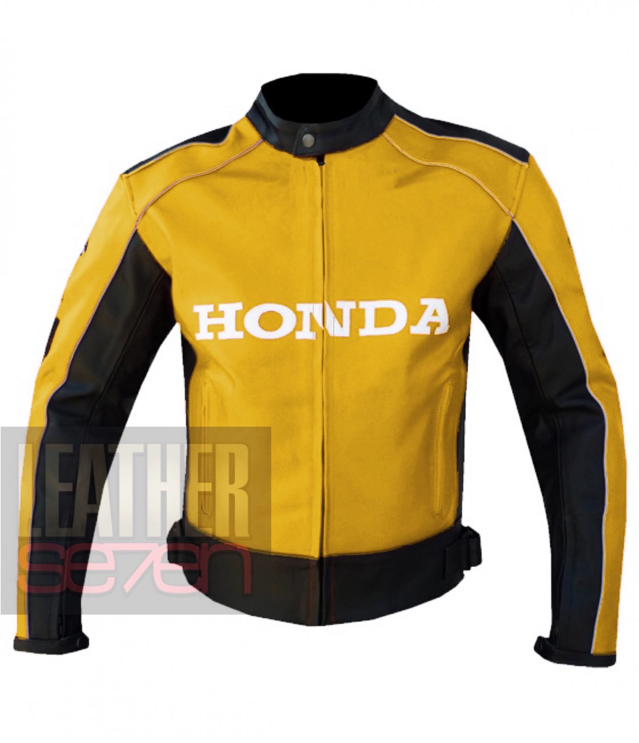 New Arrival Cowhide Leather Safety Racing Jacket Honda 5523 Yellow By ...