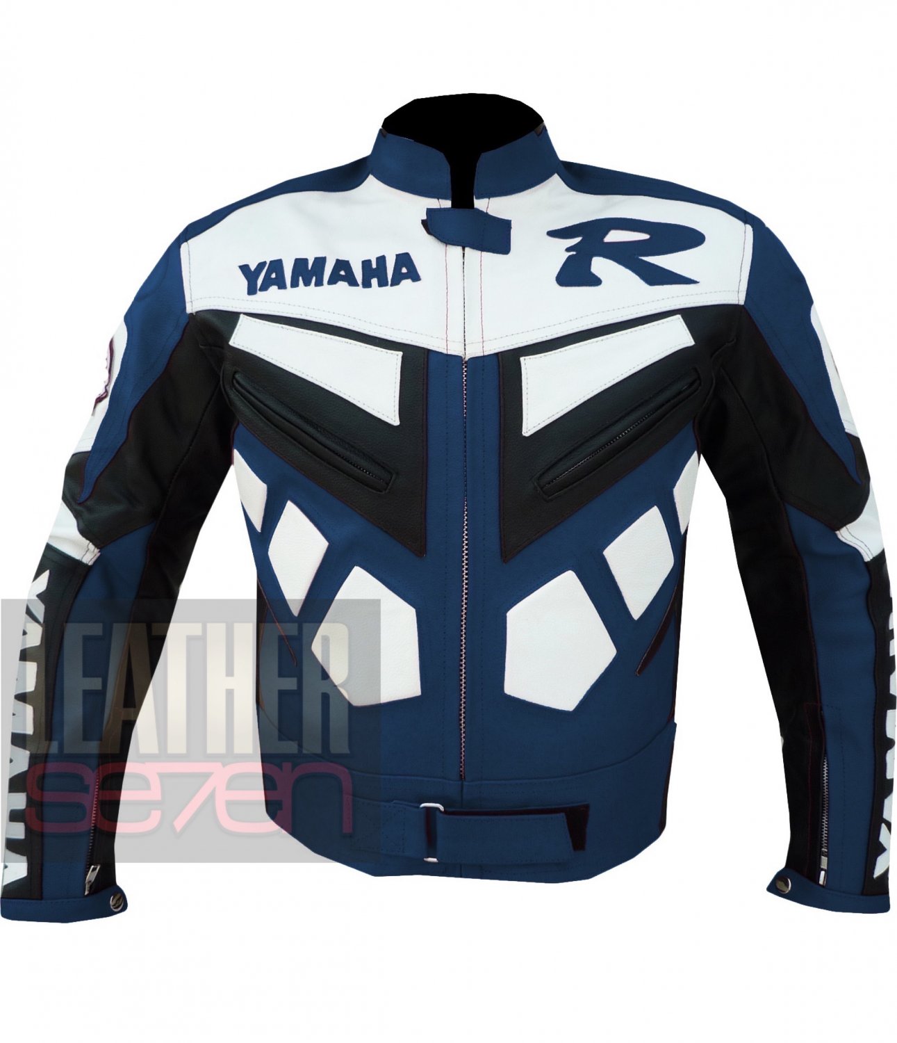 Genuine Leather Jackets For Motorcycle Riders .. Yamaha R6 Navy Blue Coats