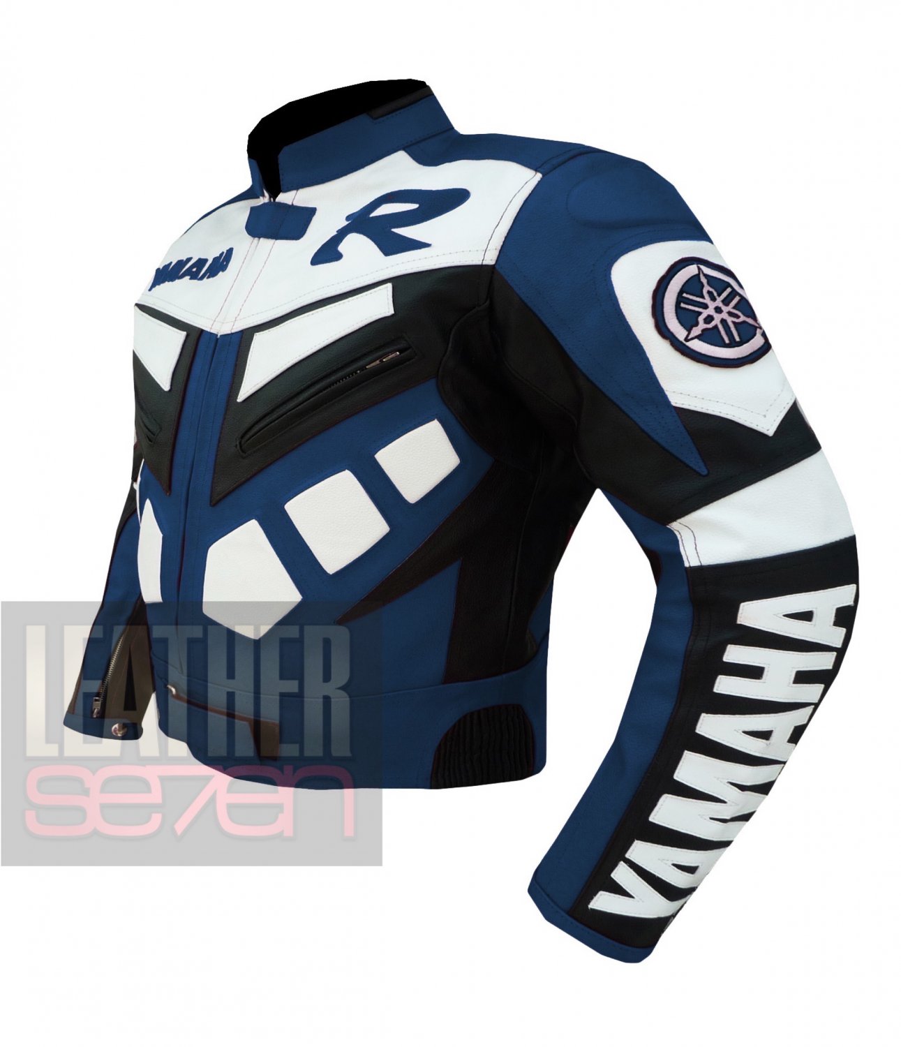 Genuine Leather Jackets For Motorcycle Riders .. Yamaha R6 Navy Blue Coats